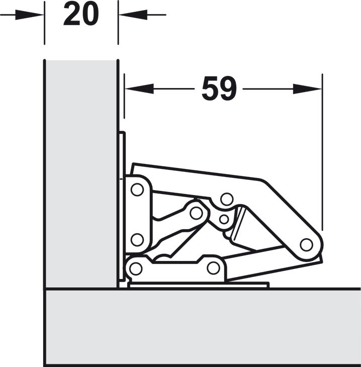 343.33.970 Hinge, Spring hinge, opening angle 90°, with AUtomatic Clos ...